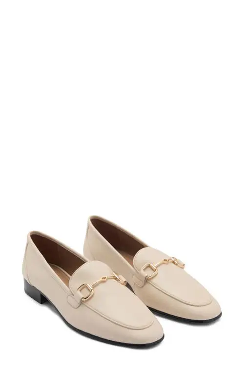 Mango Buckle Leather Apron-toe Flats - Ecru