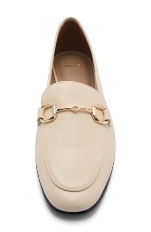 Mango Buckle Leather Apron-toe Flats - Ecru