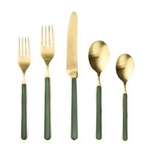 MEPRA Fantasia Ice Gold Flatware Set5 Pieces - Forest Green