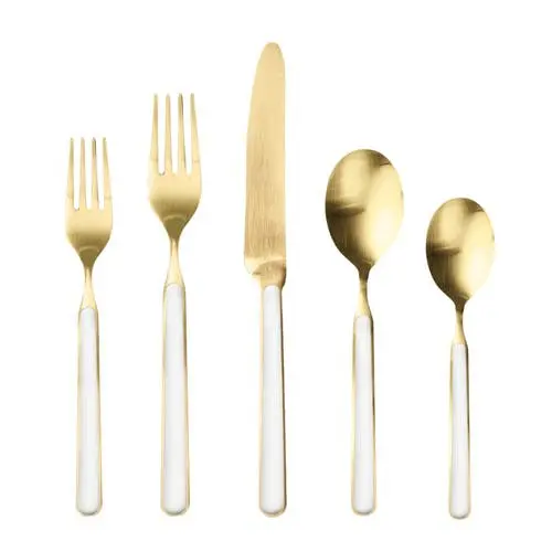 MEPRA Fantasia Ice Gold Flatware Set5 Pieces - Porcelain