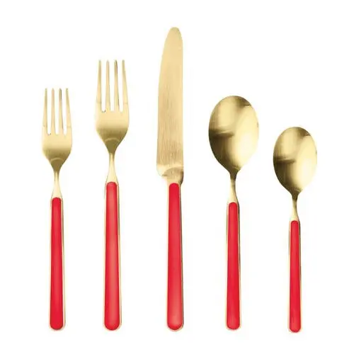 MEPRA Fantasia Ice Gold Flatware Set5 Pieces - Red