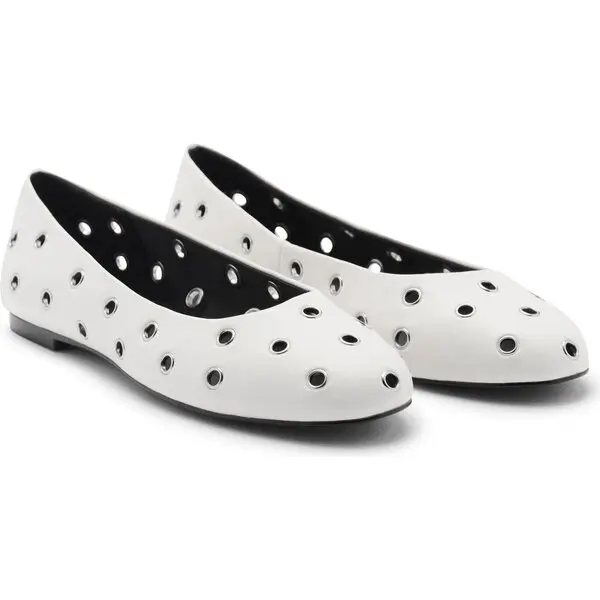 Mango Grommet Ballet Flat - White