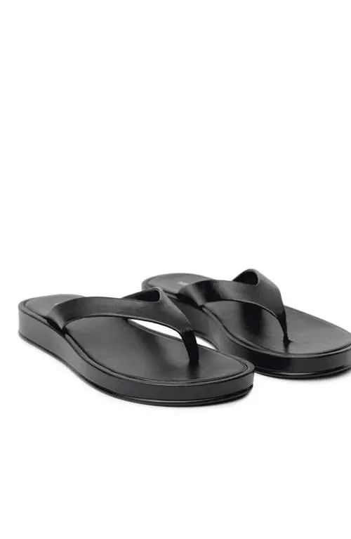 Mango Leather Platform Wedge Flip Flops
