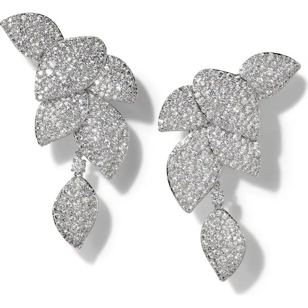 Nadri Starlet Leaf Linear Drop Earrings - Rhodium