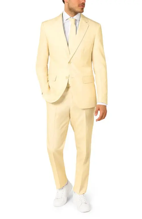 Opposuits Pastellow Slim Fit Two-piece Suit & Tie Set - Beige