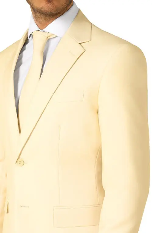 Opposuits Pastellow Slim Fit Two-piece Suit & Tie Set - Beige