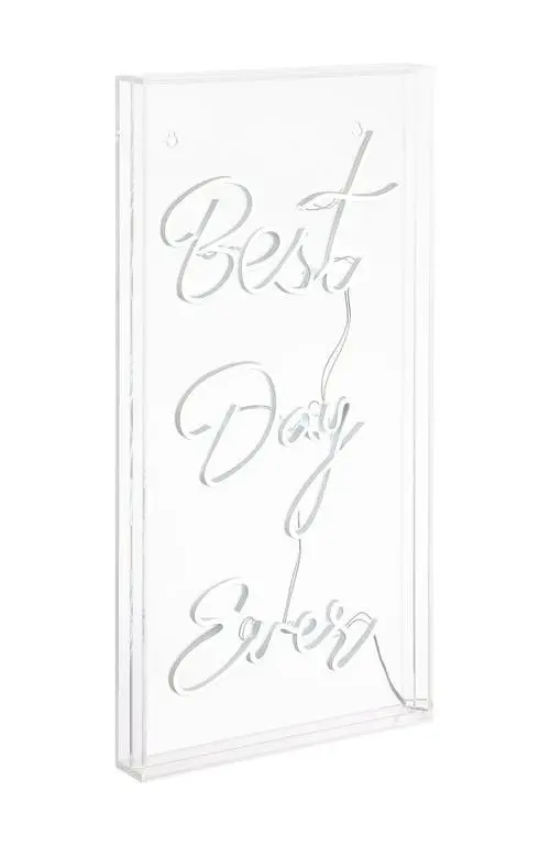 JONATHAN Y Best Day Ever 11.75" X 23.63" Contemporary Glam Acrylic Box Usb Operated Led Neon Light - White