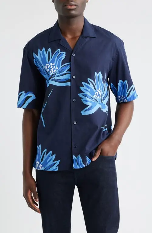 BOSS Lars Floral Camp Shirt - Dark Blue