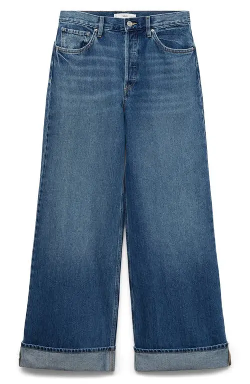 Mango Cuffed Wide Leg Jeans