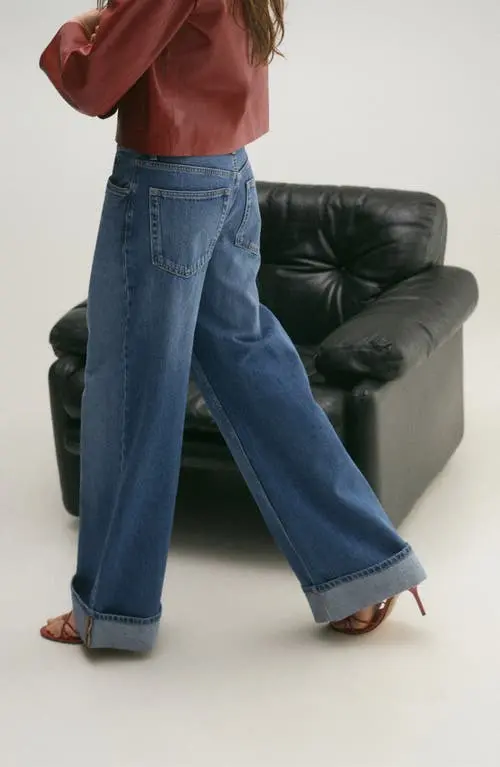 Mango Cuffed Wide Leg Jeans