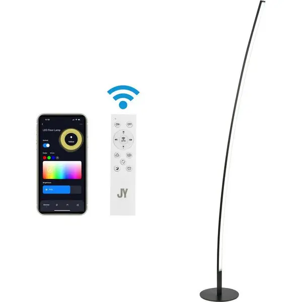 JONATHAN Y Malthe 71" Modern Contemporary Aluminum/iron Arc Integrated Led Floor Lamp - Black