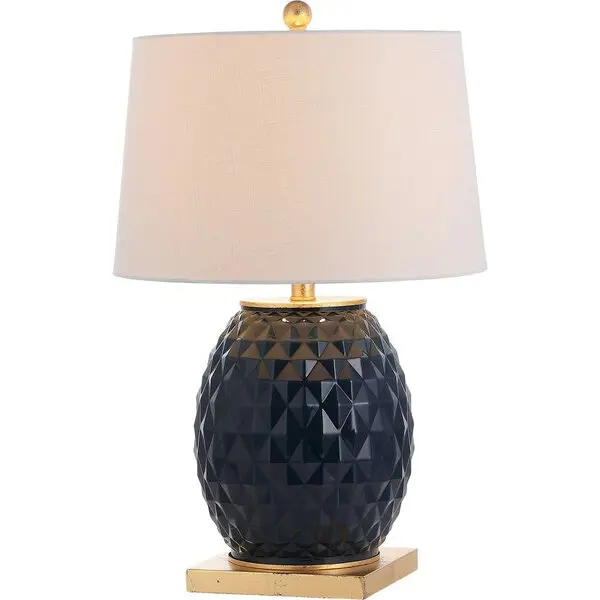 JONATHAN Y Diamond 25.5" Led Glass/metal Table Lamp - Navy/gold
