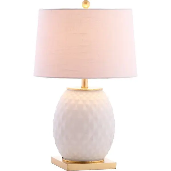 JONATHAN Y Diamond 25.5" Led Glass/metal Table Lamp - White/gold