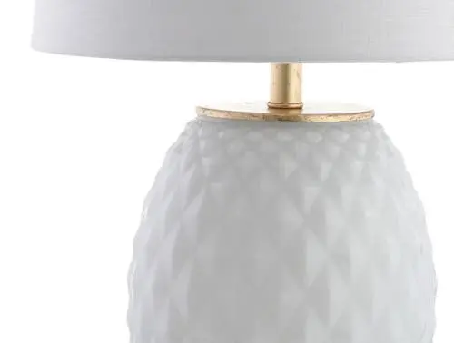 JONATHAN Y Diamond 25.5" Led Glass/metal Table Lamp - White/gold