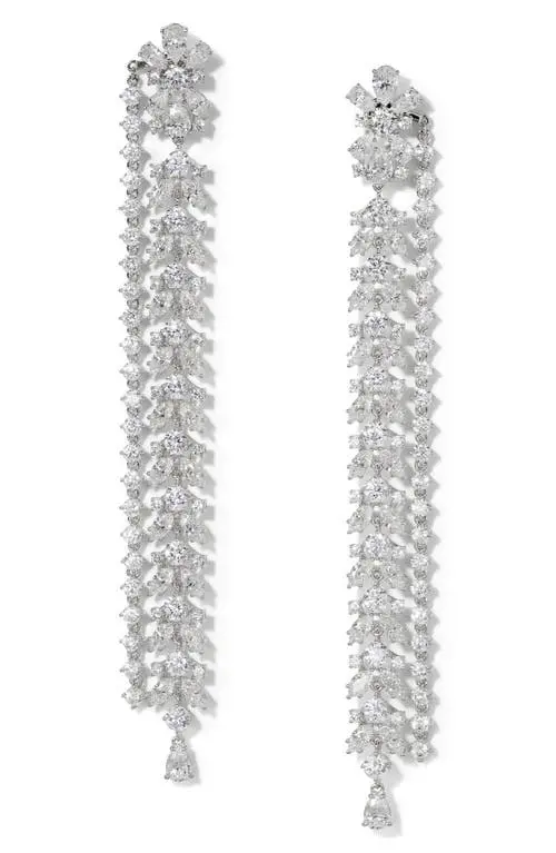 Nadri Starlet Linear Drop Earrings - Rhodium
