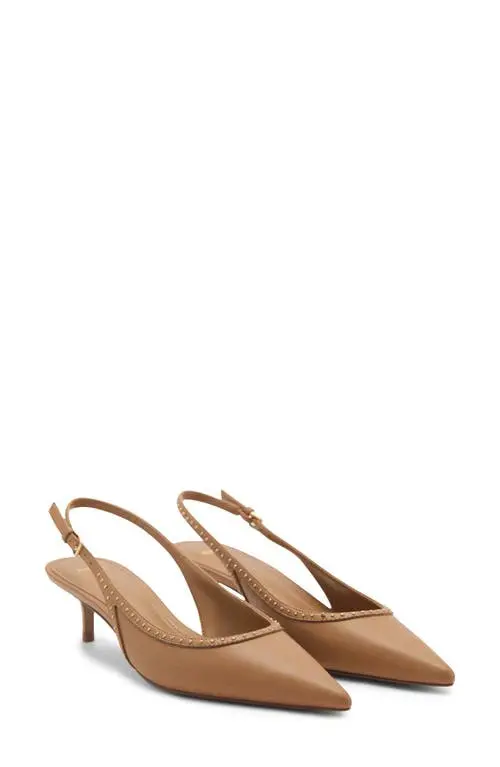 Mango Studded Pointed Toe Slingback Pumps