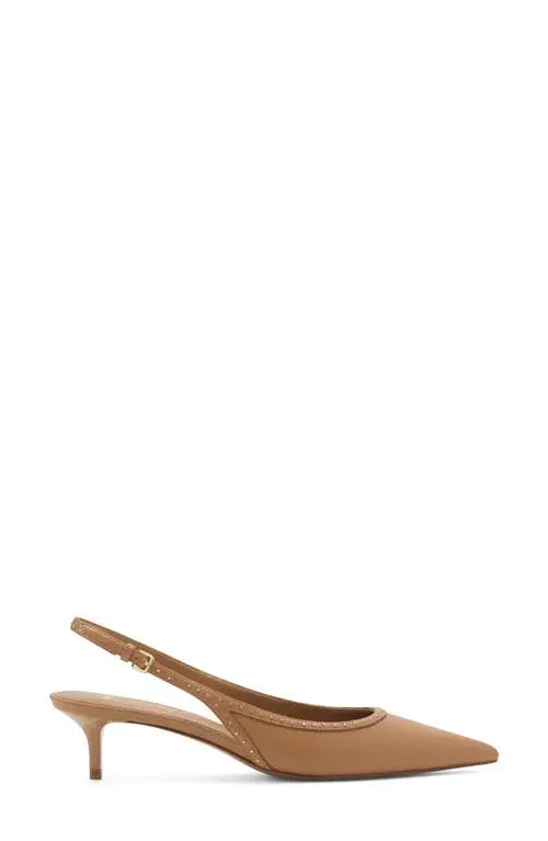 Mango Studded Pointed Toe Slingback Pumps