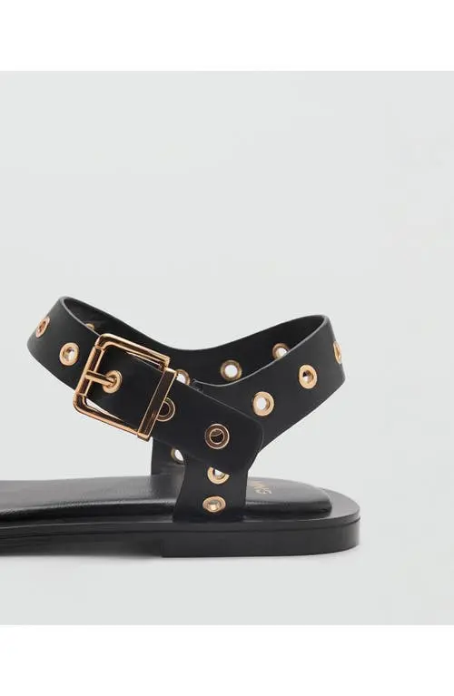 Mango Grommet Strap Flat Sandal
