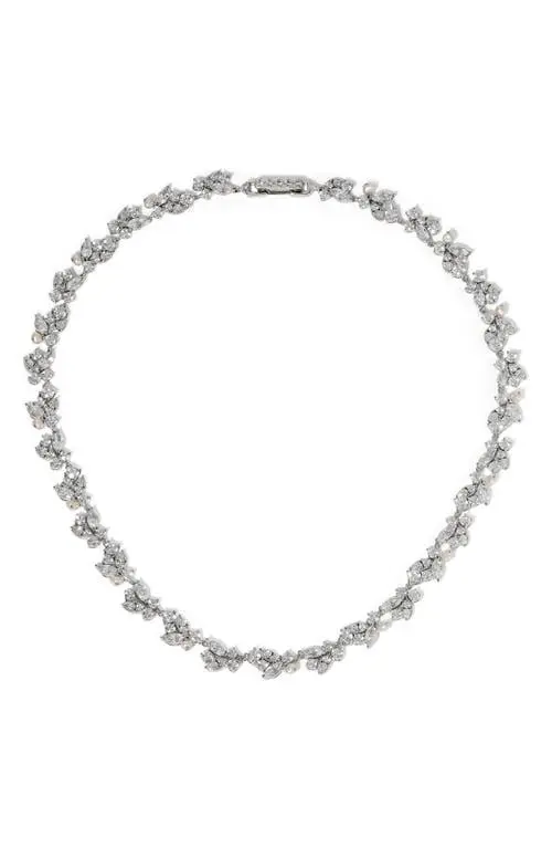 Nadri Ravish Laurel Cubic Zirconia & Cultured Pearl Collar Necklace - Rhodium
