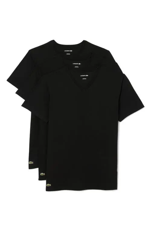 Lacoste 3-pack Cotton V-neck T-shirts - Black