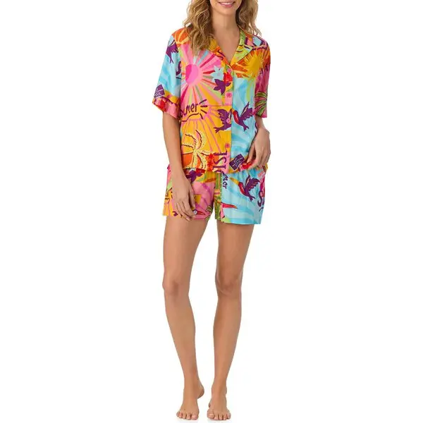 ROOM SERVICE Print Short Pajamas - Orange Multi Pattern
