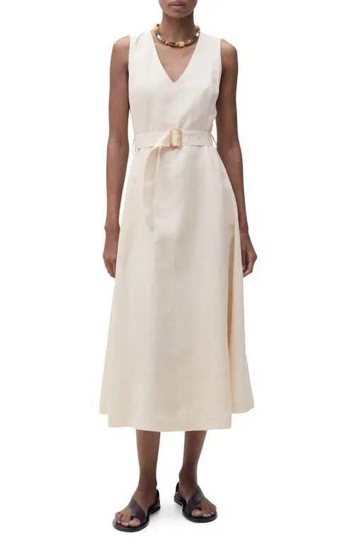Mango Belted Linen Dress