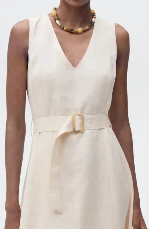 Mango Belted Linen Dress