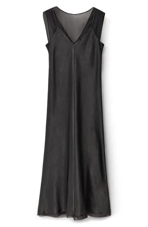 Mango Contrasting Sleeveless Satin Maxi Dress