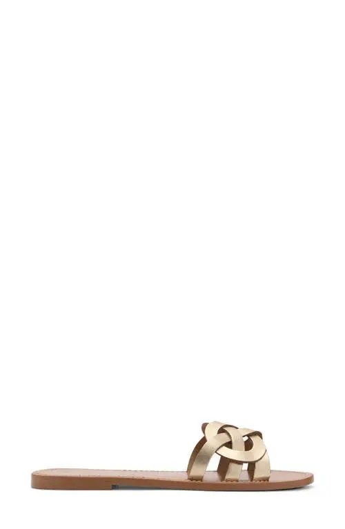 Mango Intertwined Strap Flat Leather Slide Sandal