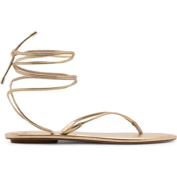 Mango Strips Flat Sandal - Gold