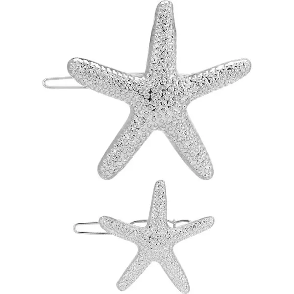 Ettika Beachcomber Seastar Barrettes - Silver