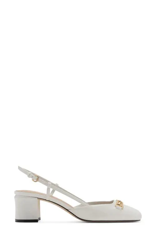 Mango Square-toe Slingback Pumps - White