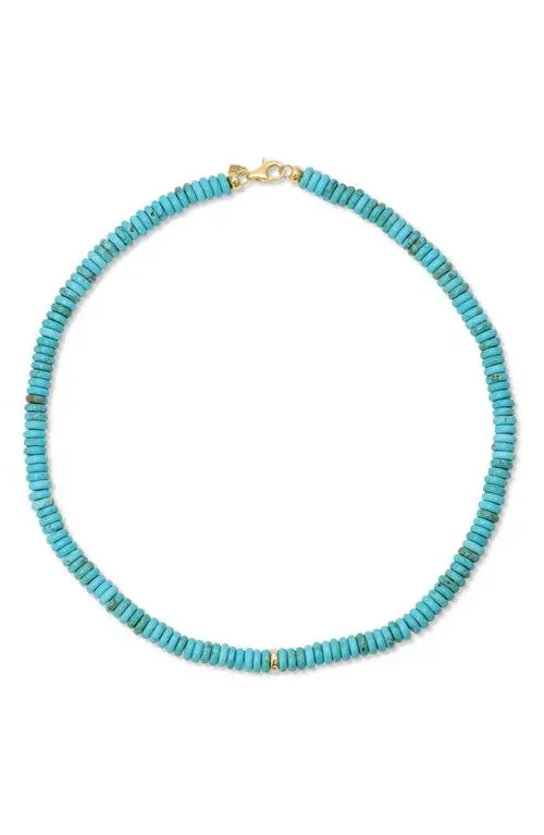 Ef Collection Semiprecious Stone Rondelle Necklace - 14k Yellow Gold / Turq