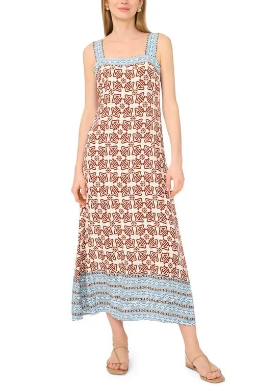 Vince Camuto Smocked Back Paisley Maxi Dress - Rust