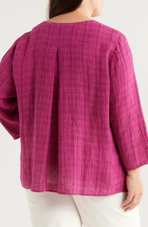 Eileen Fisher Split Neck Organic Linen Top