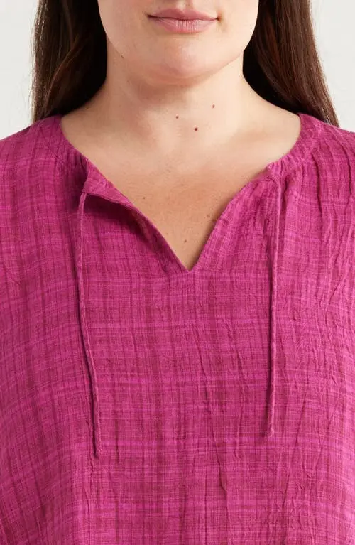 Eileen Fisher Split Neck Organic Linen Top
