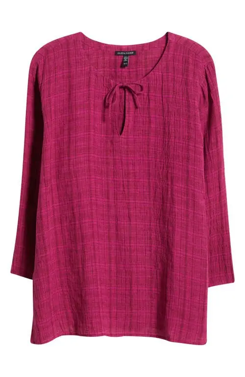 Eileen Fisher Split Neck Organic Linen Top
