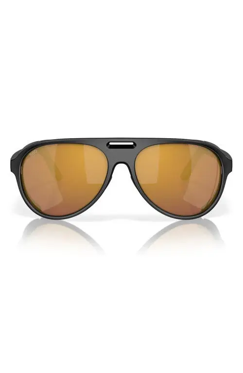COSTA DEL MAR 59mm Polarized Aviator Sunglasses - Matte Black/ Gold Mirror