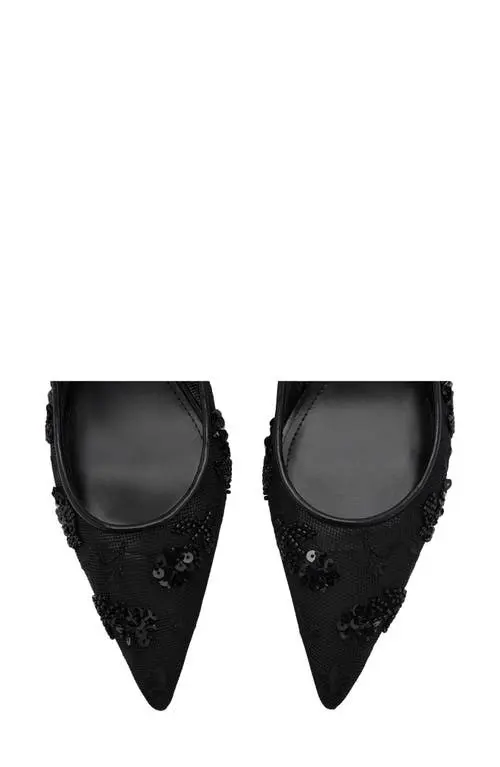 Mango Kitten Heel Floral Slingback Pumps