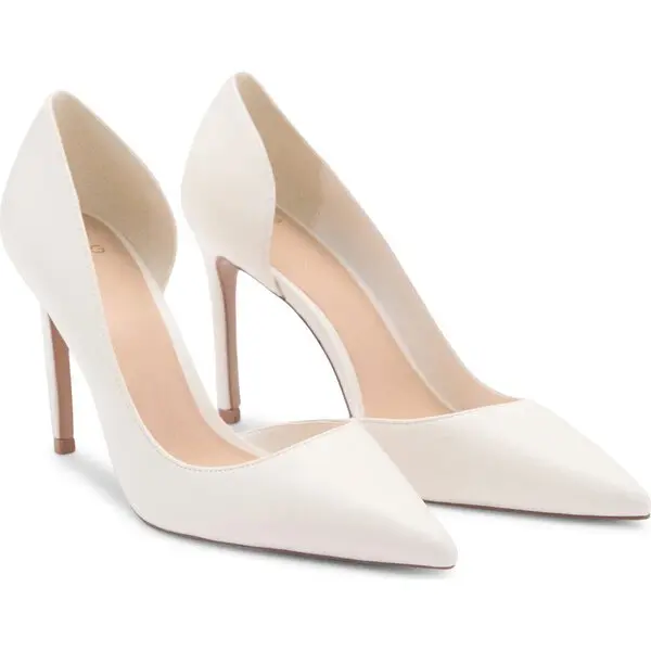 Mango Half D'orsay Pointed Toe Pumps - White