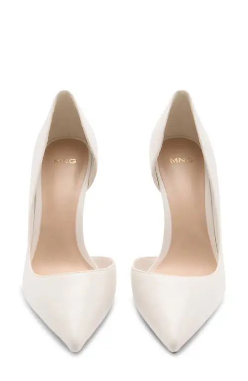 Mango Half D'orsay Pointed Toe Pumps - White
