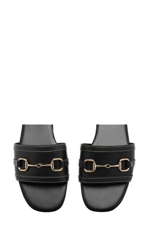 Mango Buckle Slide Sandal - Black