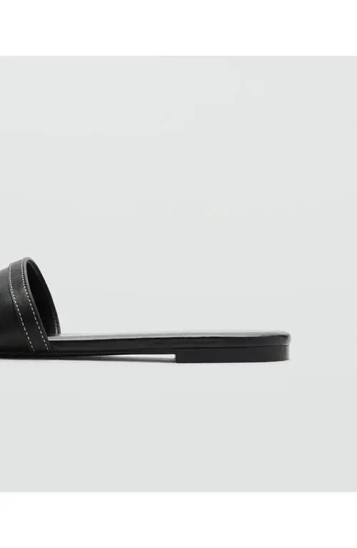 Mango Buckle Slide Sandal - Black