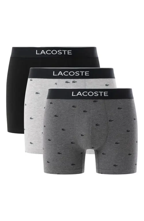Lacoste Assorted 3-pack Stretch Cotton Boxer Briefs - Vdp Black/pitch Chine-silver