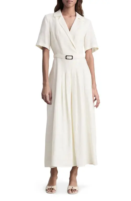 Mango Belted Linen Shirt Dress - Vanilla | Editorialist