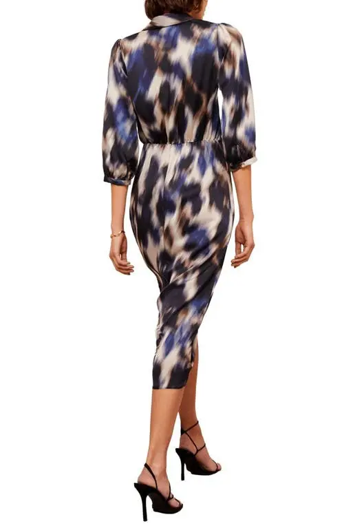 FRIENDS LIKE THESE Abstract Print Satin Midi Dress