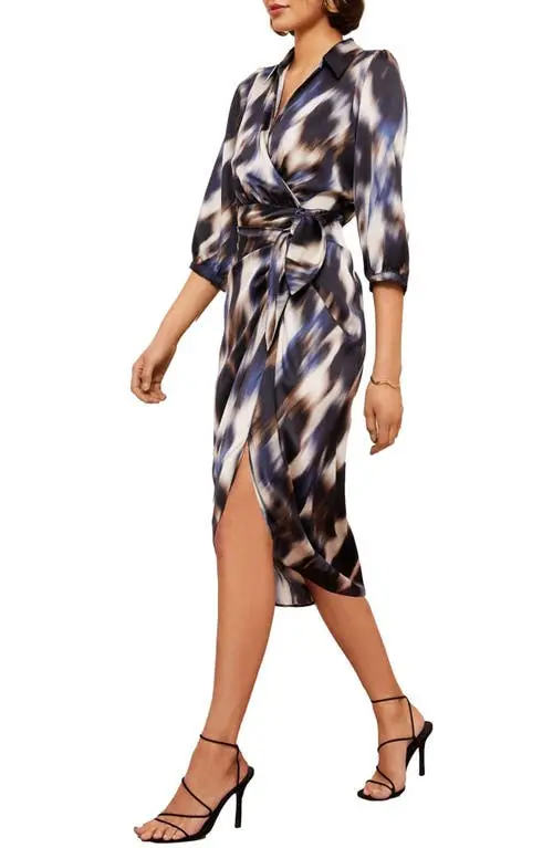 FRIENDS LIKE THESE Abstract Print Satin Midi Dress