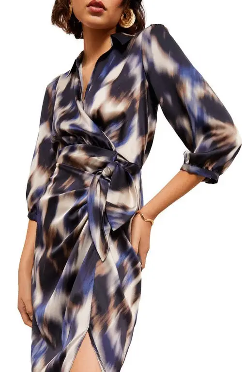 FRIENDS LIKE THESE Abstract Print Satin Midi Dress