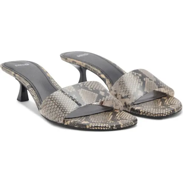 Mango Snake Print Kitten Heel Slide Sandal
