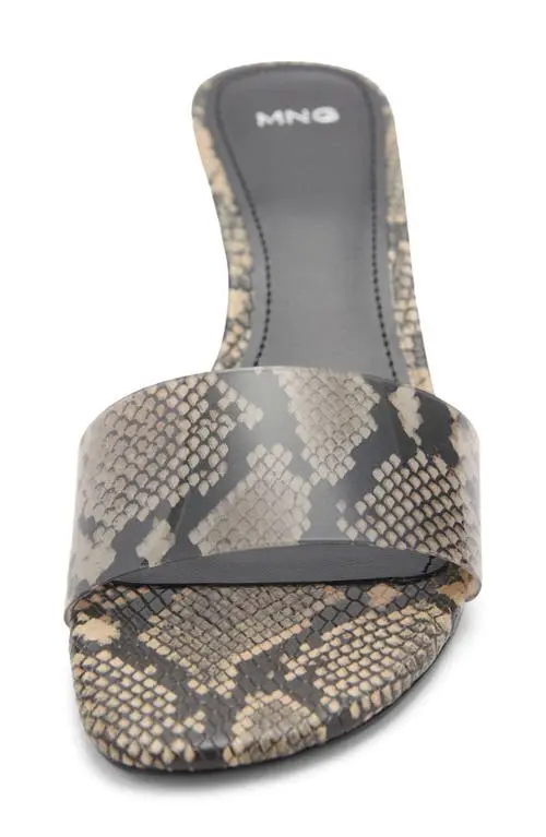 Mango Snake Print Kitten Heel Slide Sandal